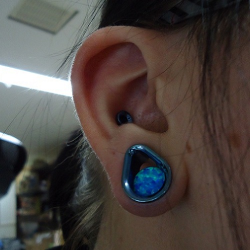 Custom Order Titanium Single Stone Teardrop Eyelet